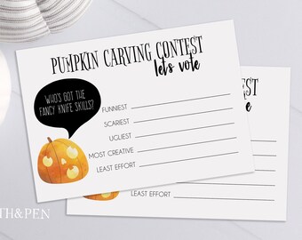 Pumpkin Carving Voting Card Halloween Contest Ballot Instant | Etsy