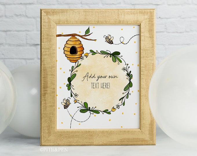 Editable Honey Bee Themed Sign, 8x10 Corjl Poster Template, Digital ...