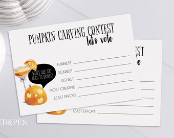 Pumpkin Carving Voting Card Halloween Contest Ballot Instant | Etsy