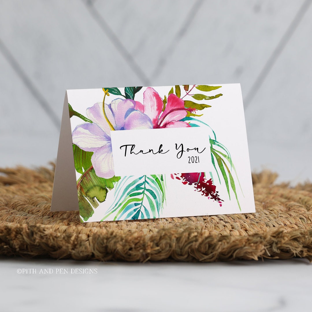 Tropical Thank You Card Template, EDITABLE Grad Thank You, DIY ...