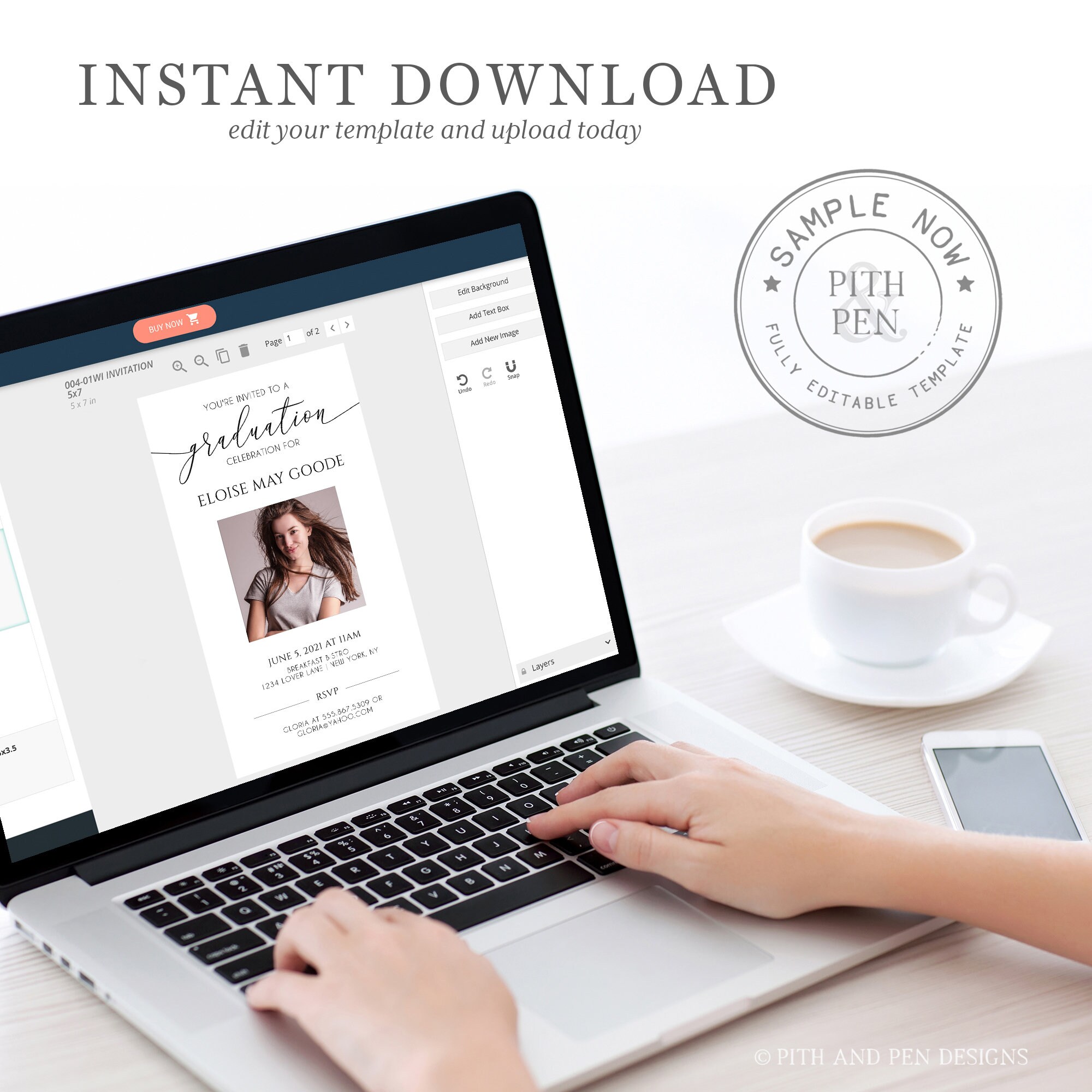 Digital Graduation Party Invitation DIY Electronic Grad - Etsy