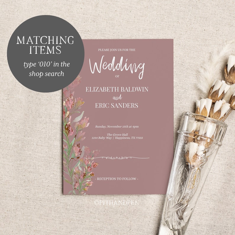 Dusty Rose Wedding Welcome Sign DIY Printable Poster Custom - Etsy