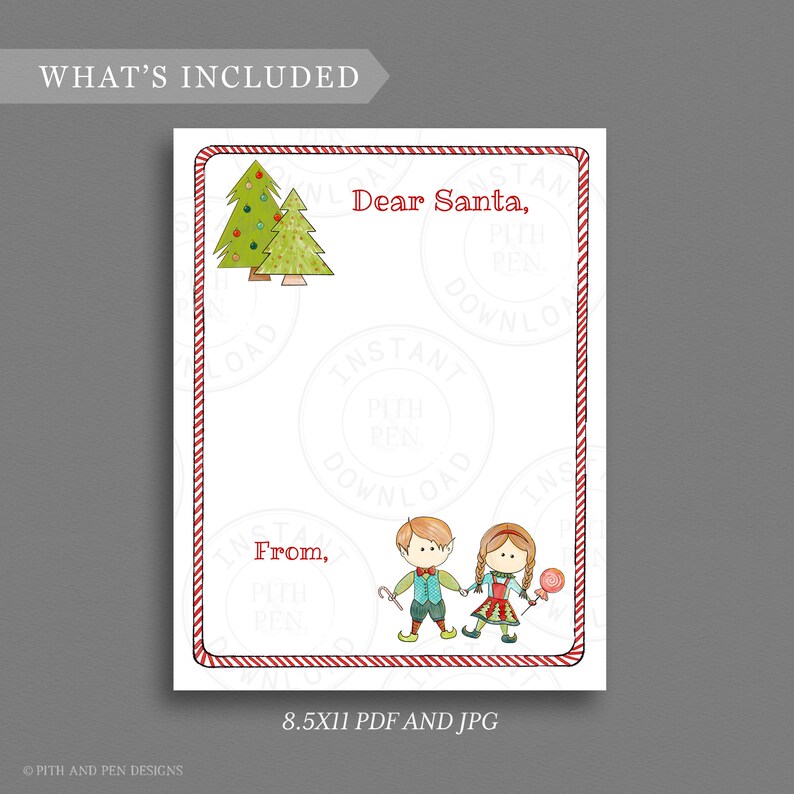 Printable Santa Letter Template Christmas Wish List Instant - Etsy