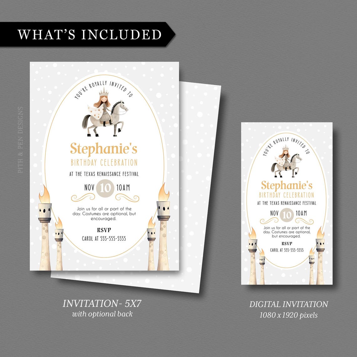 Renaissance Birthday Invitation | Princess Printable Party | Corjl #087 ...