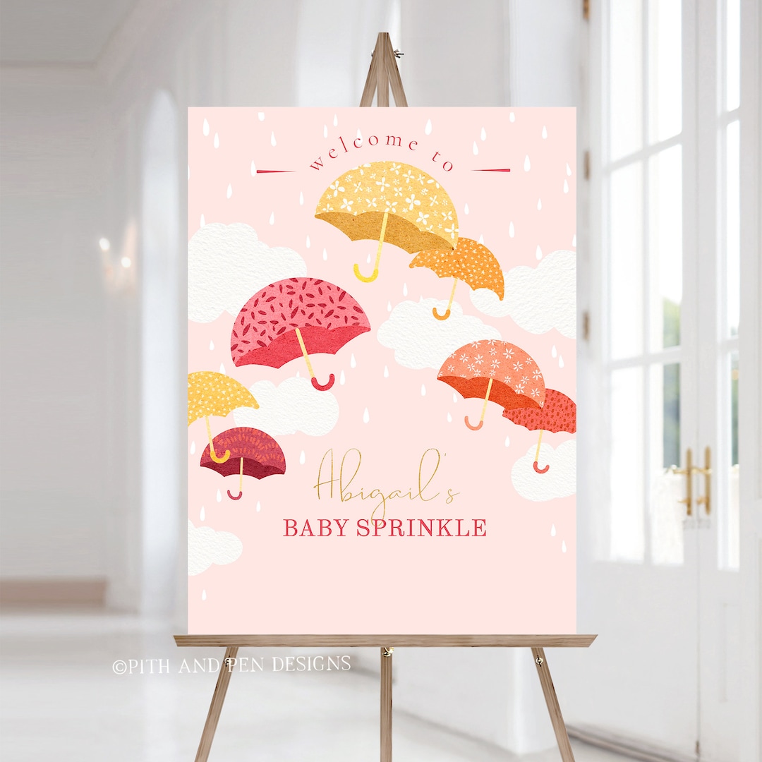 Baby Sprinkle Welcome Sign, Baby Girl Shower Printable, Corjl #077-03WS ...