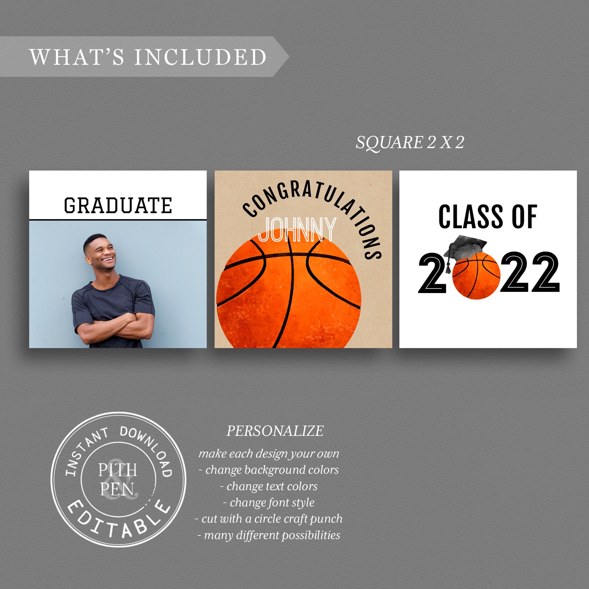 Basketball Graduation Cupcake Topper Printable Cupcake Label - Etsy