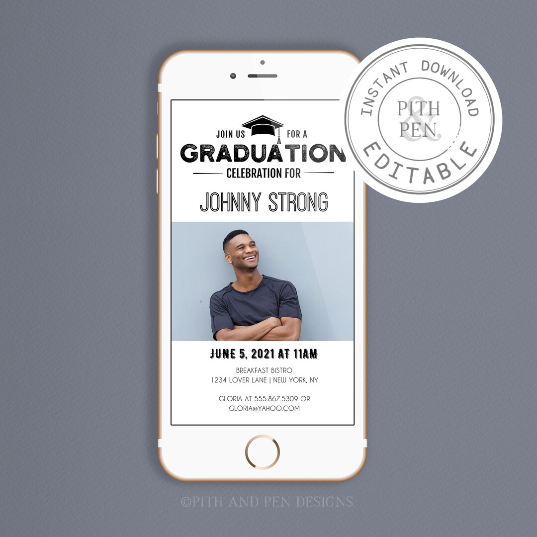 Digital Graduation Invitation, DIY Electronic Grad Evite, Instant ...