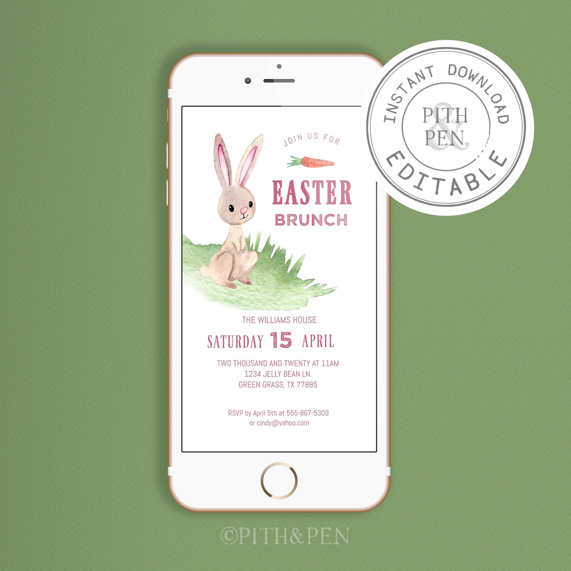 Digital Easter Brunch Invitation DIY Electronic Easter Evite - Etsy