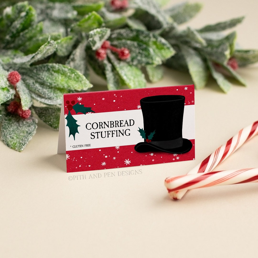 Christmas Food Label Template, Buffet Cards, DIY Christmas Dinner ...