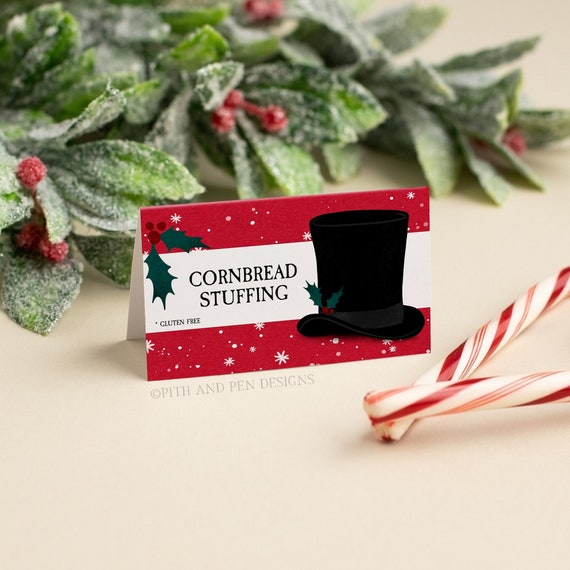 Christmas Food Label Template Buffet Cards DIY Christmas | Etsy