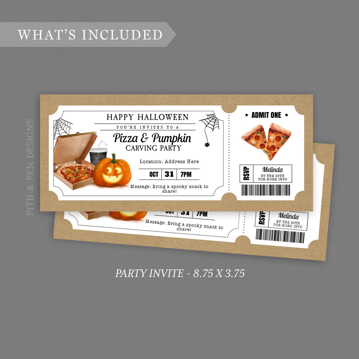 Pizza & Pumpkin Carving Party Invitation Halloween Party - Etsy