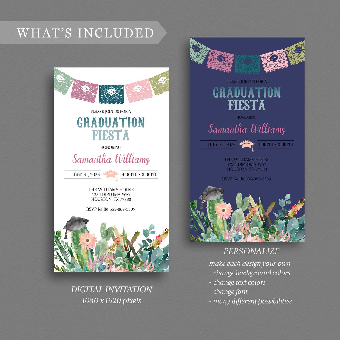 Digital Graduation Fiesta Party Invitation DIY Electronic | Etsy