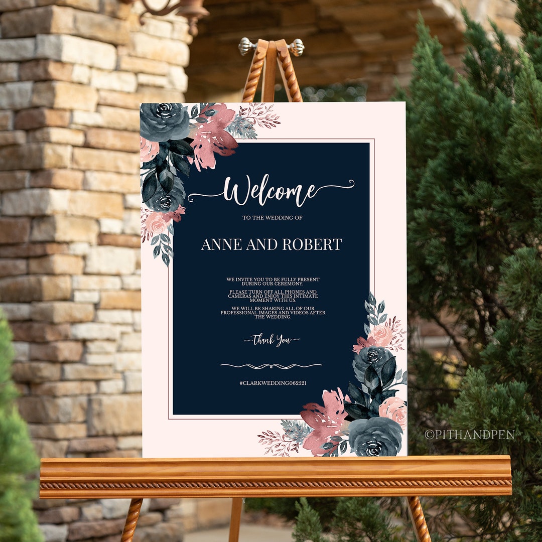 Mauve Wedding Welcome Sign, Printable Poster, Custom Wedding Design ...