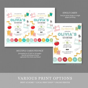 Sewing Party Invitation | Printable Birthday | Corjl #089-06PI - Etsy