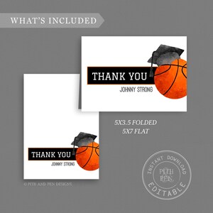 Basketball Thank You Card Template | Printable Sports Grad Thank You ...