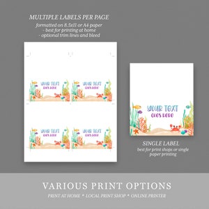 Mermaid Party Food Label, Under the Sea Printable, Instant Download ...
