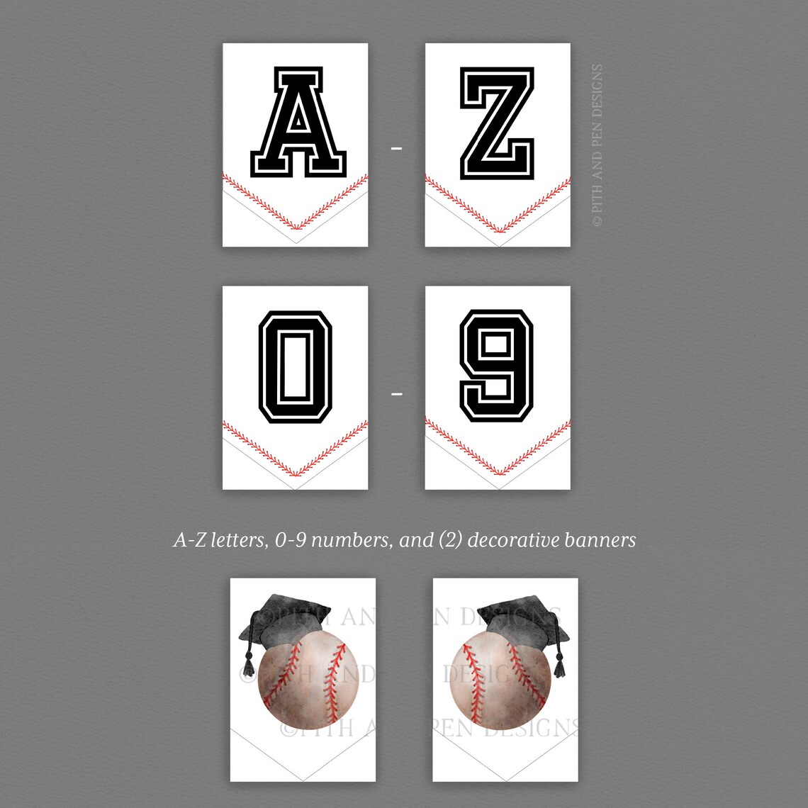Baseball Graduation Banner Alphabet A-Z and Numbers Create | Etsy