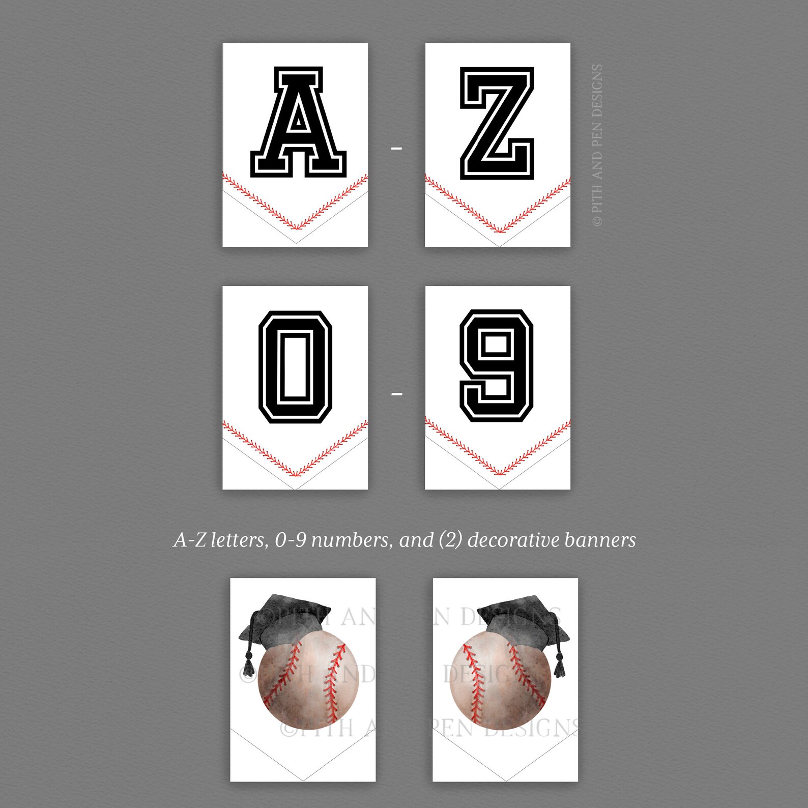 Baseball Graduation Banner Alphabet A-Z and Numbers Create | Etsy