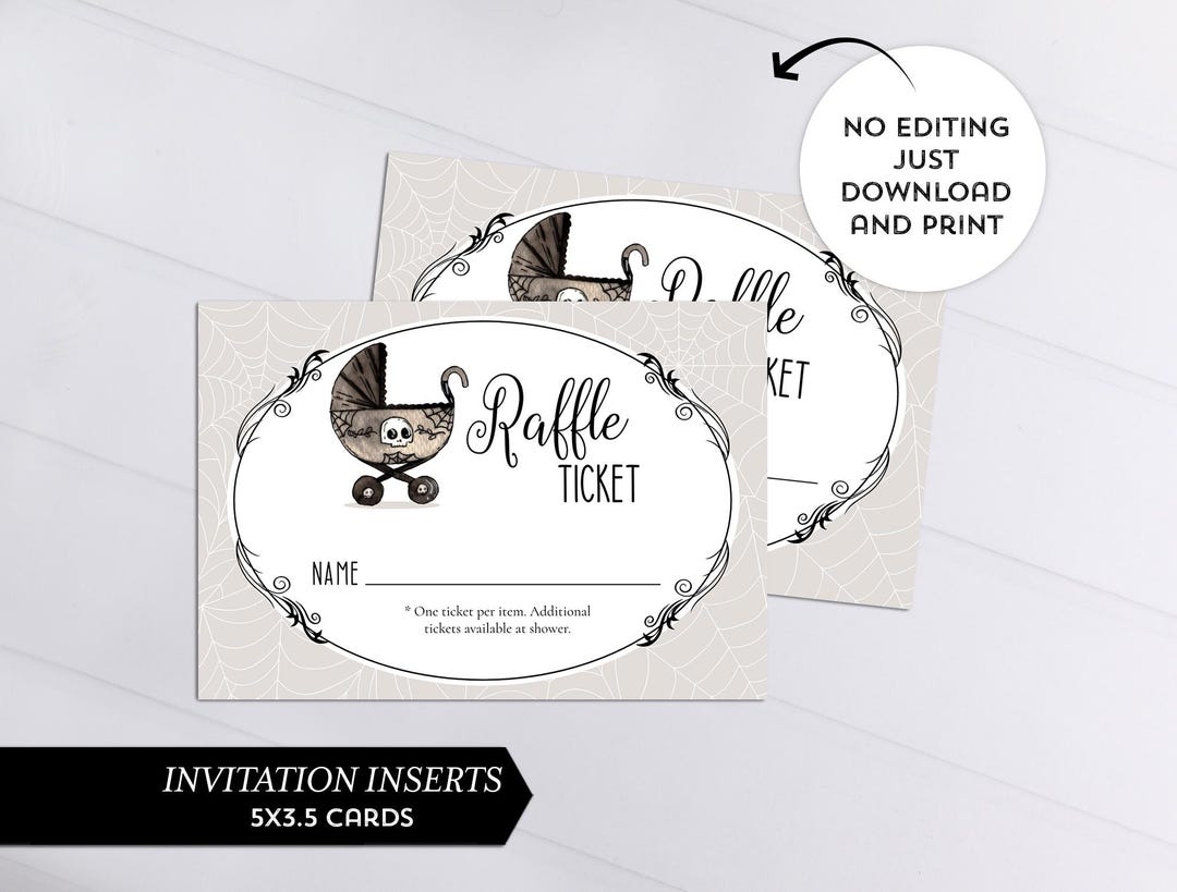 Gothic Baby Raffle Tickets | Halloween Baby Shower Inserts | Instant ...