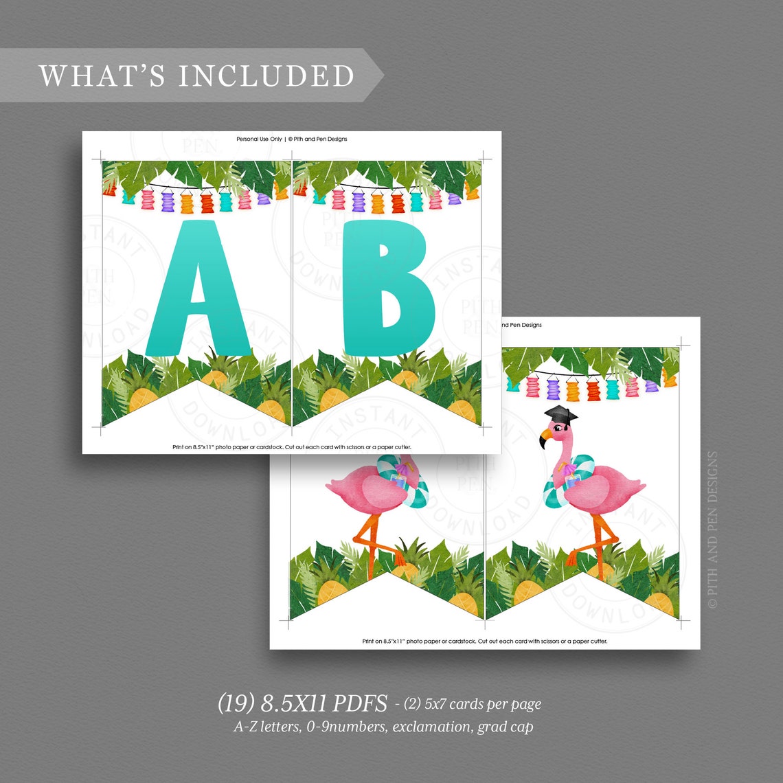 Pool Party Graduation Banner, Alphabet A-Z, Numbers & Punctuation ...