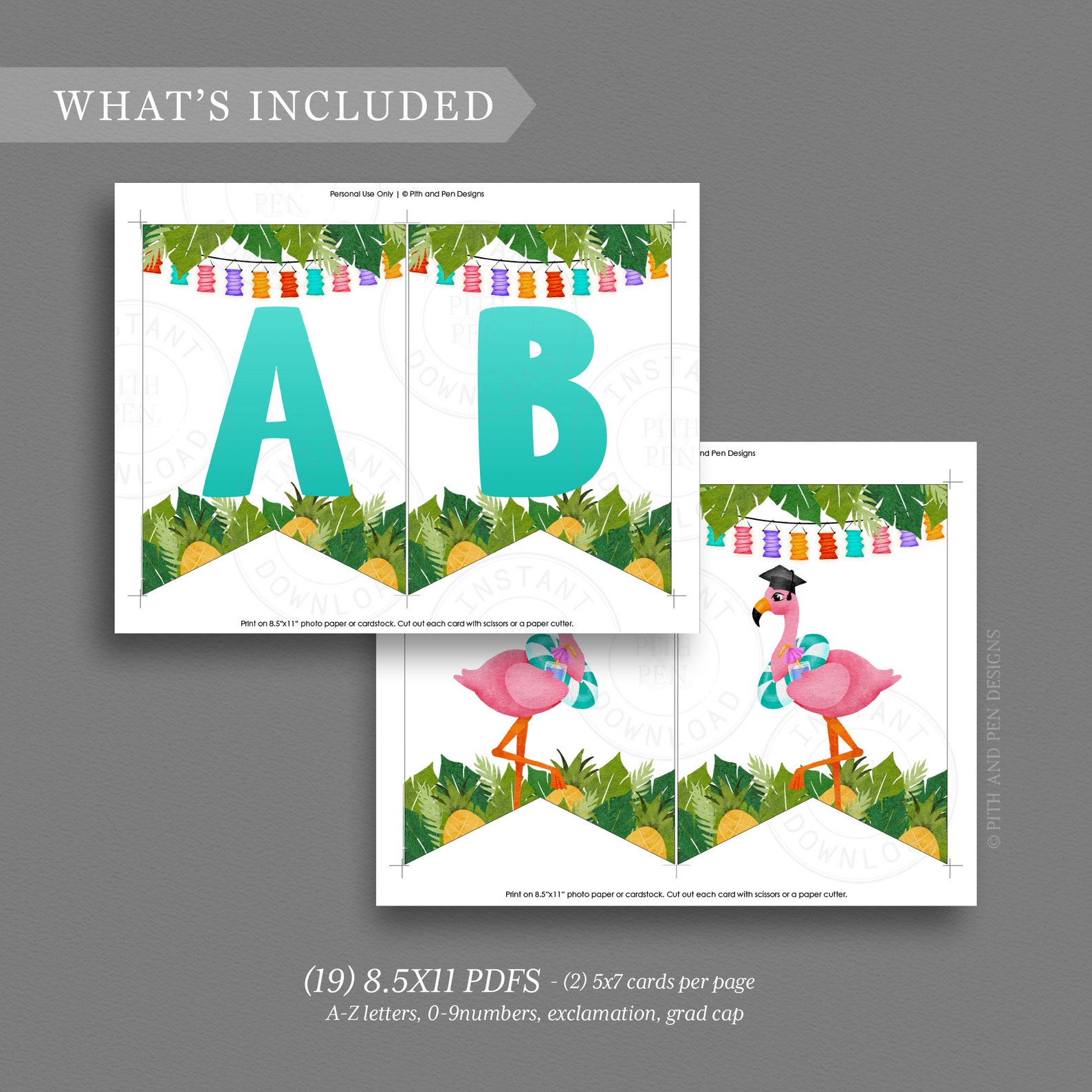 Pool Party Graduation Banner, Alphabet A-Z, Numbers & Punctuation ...