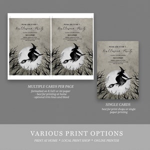 Flying Witch Halloween Invitation, Halloween Party Event, DIY Printable ...