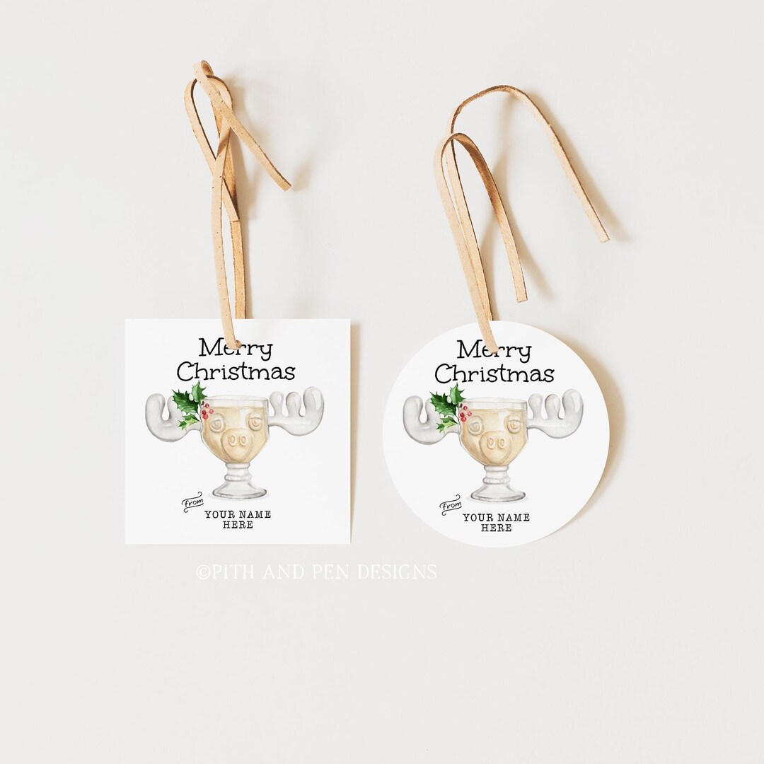 Moose Cup Gift Tag | Printable Funny Christmas | Party Favor | Corjl ...