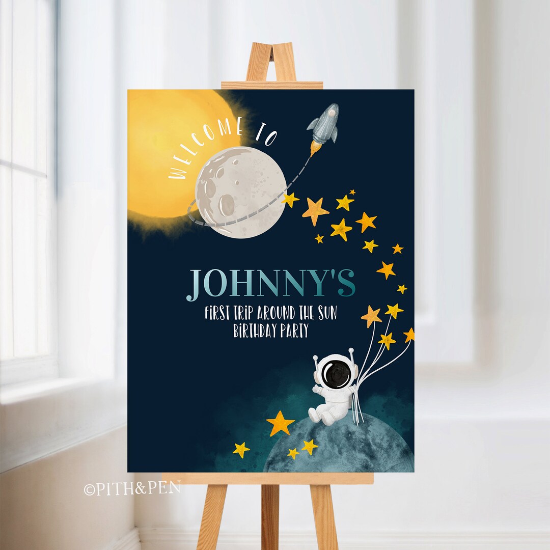 Space First Birthday Welcome Sign DIY Printable Birthday - Etsy