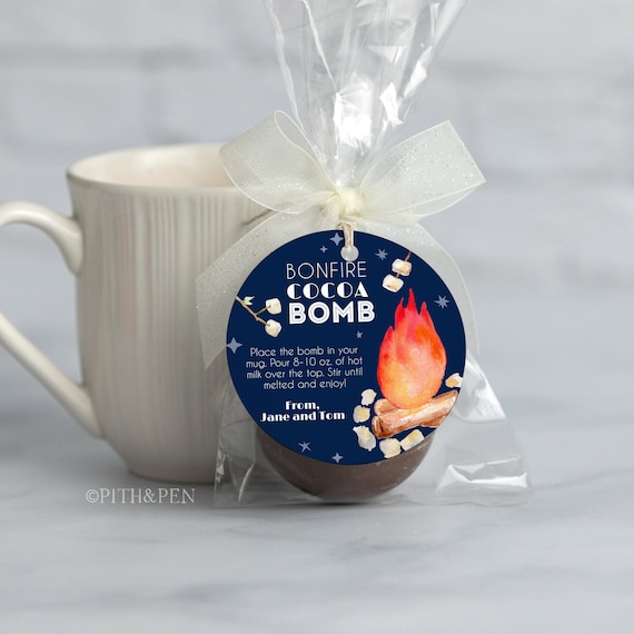 Bonfire Hot Chocolate Bomb Gift Tag Fall Gift Printable - Etsy