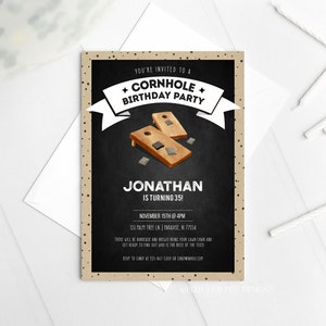 Cornhole Birthday Invitation, BBQ and Beer, Instant Download, Corjl ...