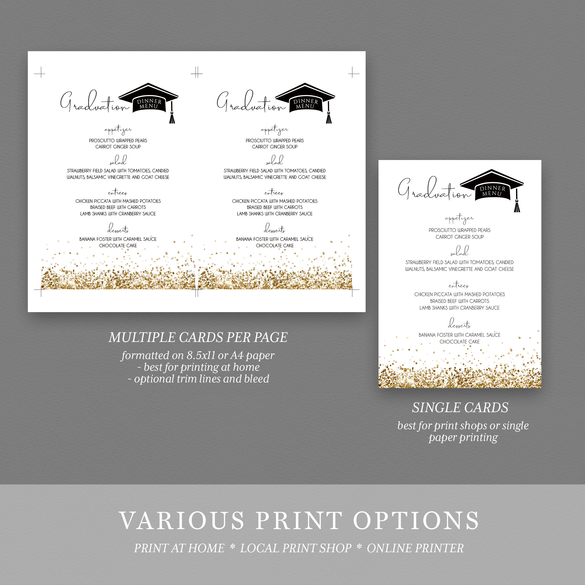 Graduation Dinner Menu Printable Dinner Menu Instant - Etsy