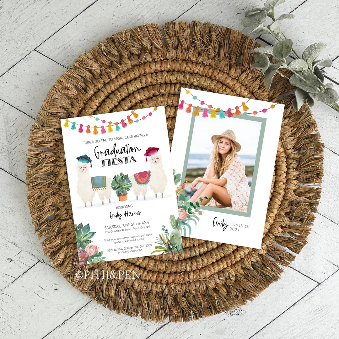 Graduation Fiesta Party Invitation, DIY Printable Custom Photo Card ...
