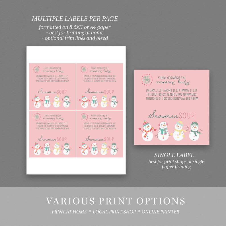 Pink Snowman Soup Folded Gift Tag Hot Chocolate Holiday Gift - Etsy