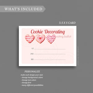 Cookie Decorating Contest Voting Card, Valentines Ballot, Instant ...