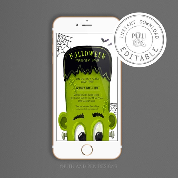 Editable Halloween Party Invitation Monster Bash Instant - Etsy