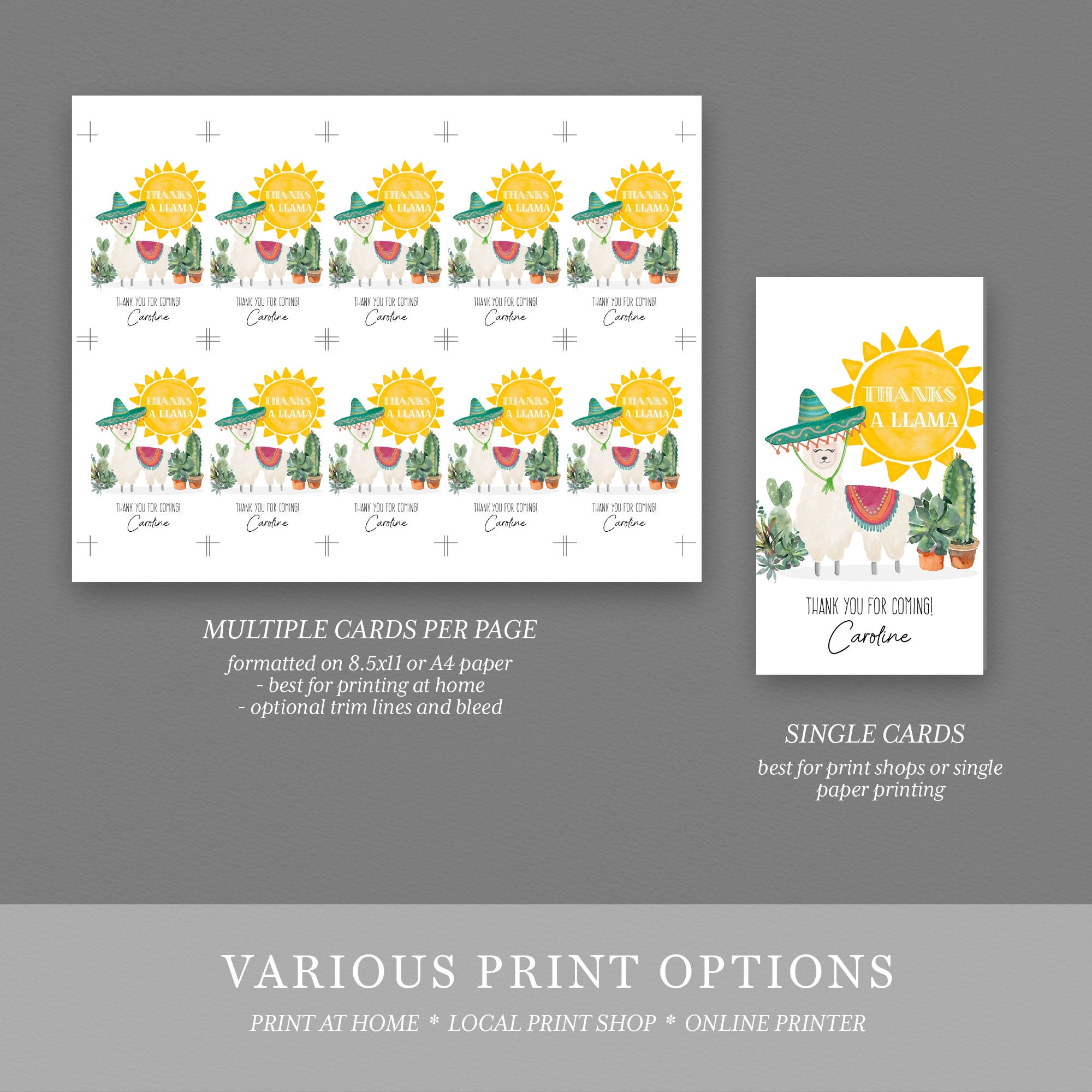 Fiesta Llama Gift Tag, EDITABLE Thank You Tag, Instant Download, Corjl ...
