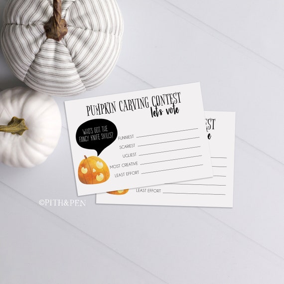 Pumpkin Carving Voting Card Halloween Contest Ballot Instant - Etsy