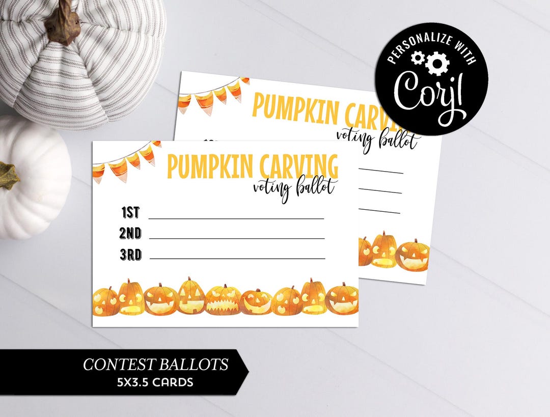 Pumpkin Carving Voting Card | Halloween Contest Ballot | Editable and ...
