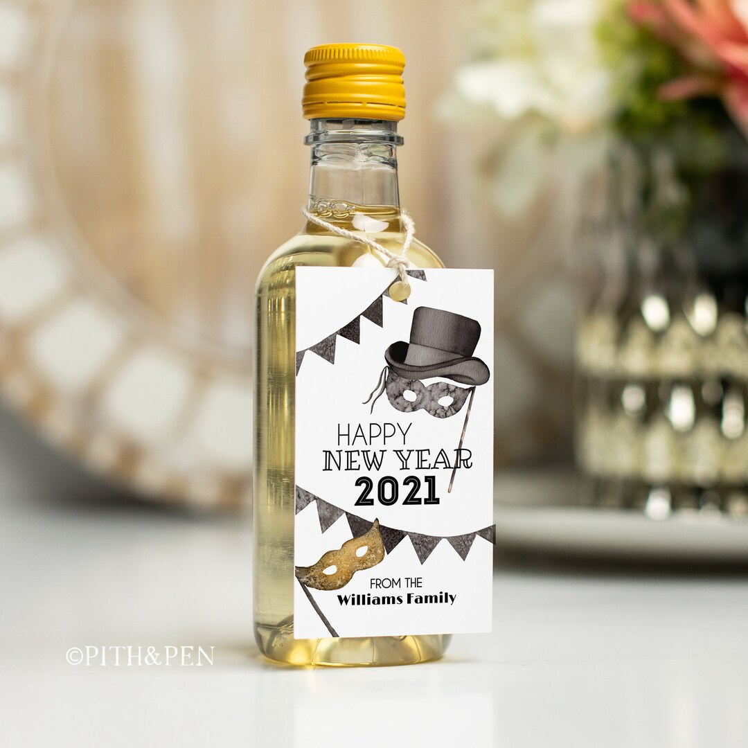 New Year's Party Gift Tag, NYE Party Favor Label, Holiday Gift Tag ...