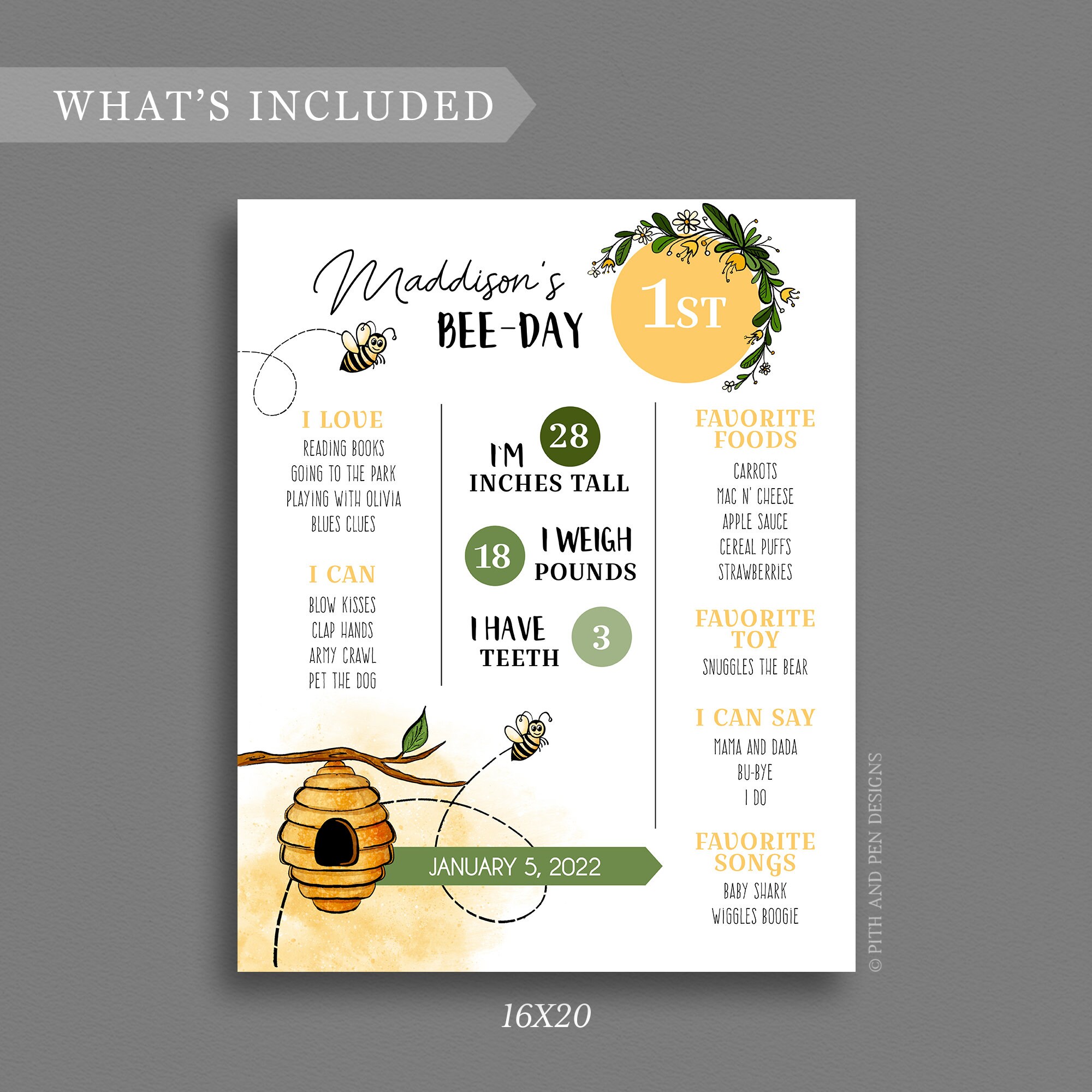 Honey Bee Milestone Birthday Party Poster DIY Printable | Etsy