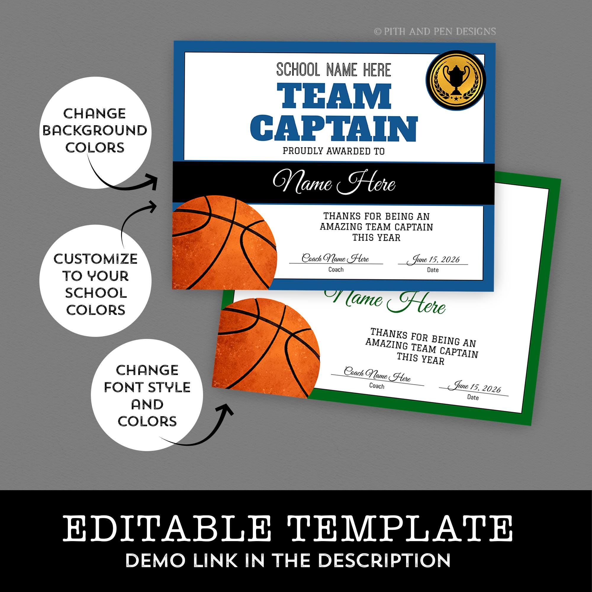 Editable Basketball Certificates | Sports Awards Ceremony - Corjl #003 ...