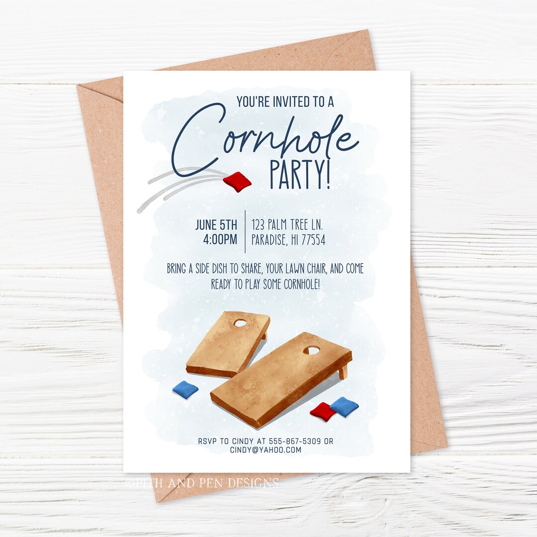 Editable Cornhole Party Invitation, DIY Electronic Invite, Instant ...