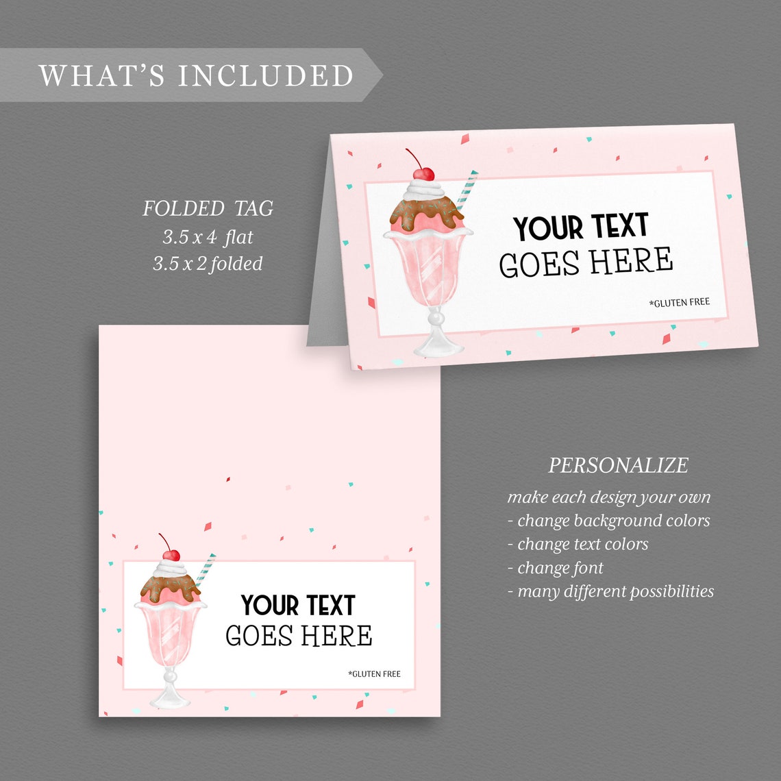 Ice Cream Party Food Label Editable Party Printable Instant - Etsy
