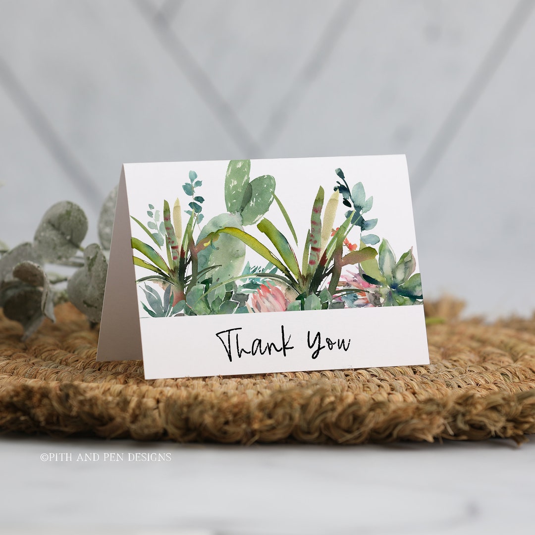 Cactus Thank You Card Template, EDITABLE Thank You, DIY Graduation ...