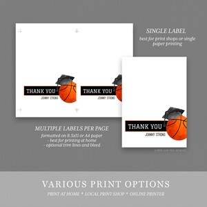 Basketball Thank You Card Template | Printable Sports Grad Thank You ...
