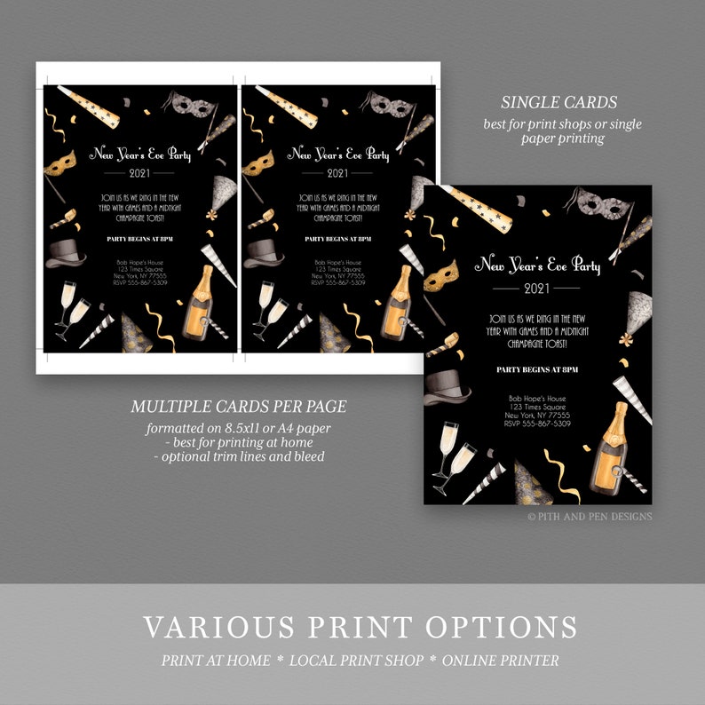 New Year's Eve Printable Party Invitation NYE Party - Etsy