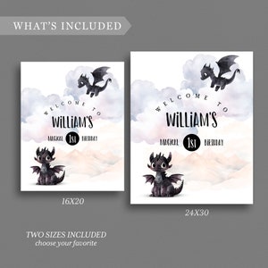Dragon Birthday Party Sign, Printable Welcome Sign, Corjl #080-03WS - Etsy