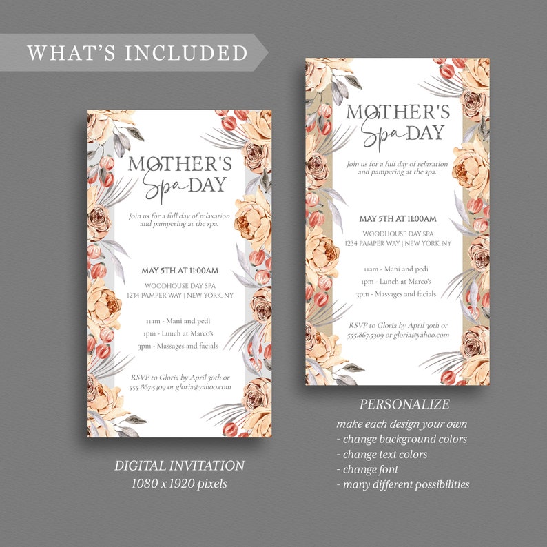Digital Mother's Spa Day Invitation Mother's Day - Etsy