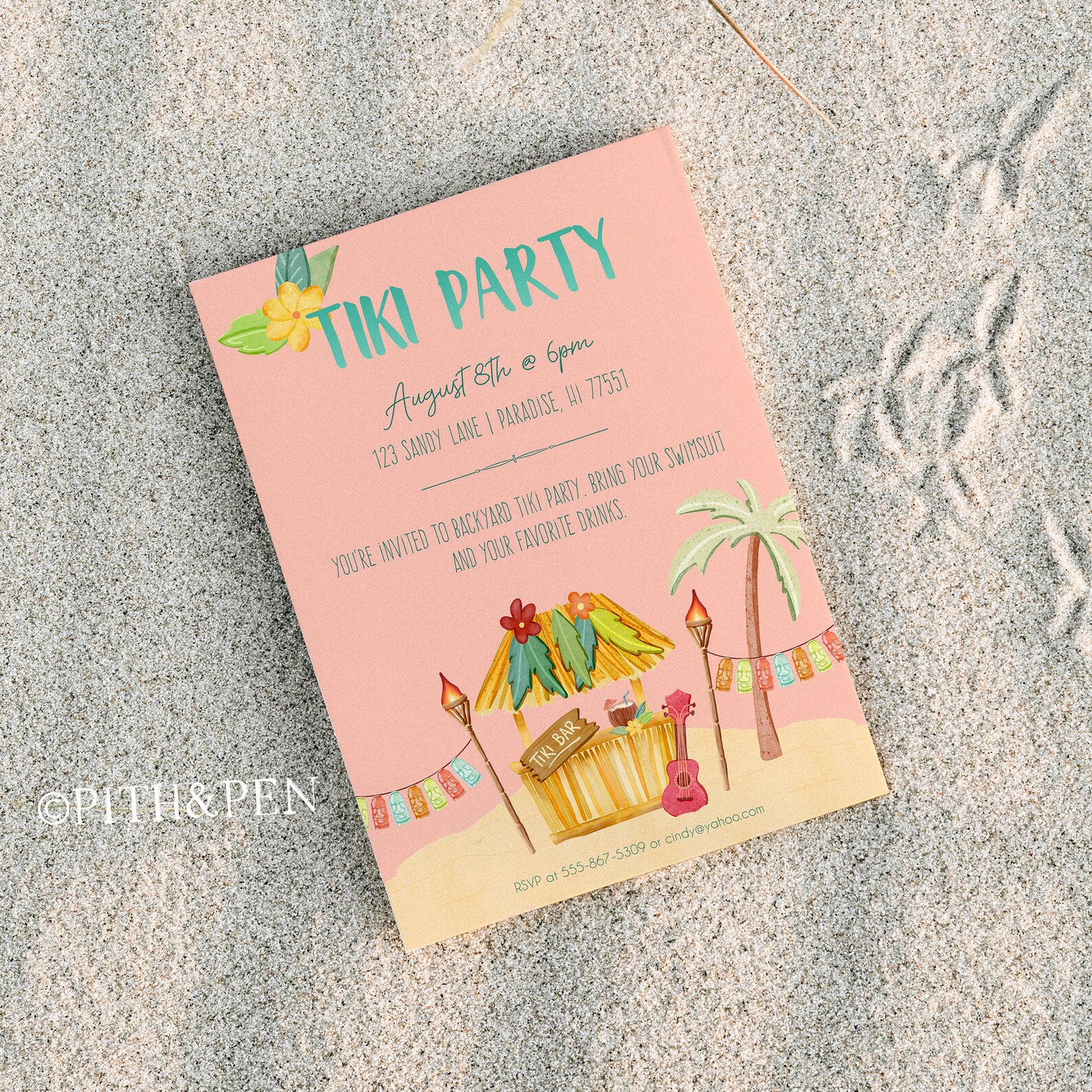 Editable Tiki Party Invitation DIY Summer Party Instant - Etsy