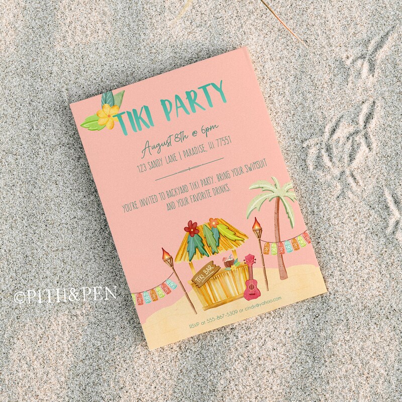 Tiki Invitations - Etsy